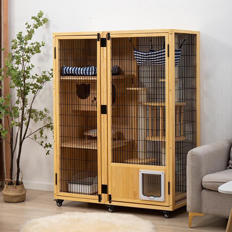 Cat Cage Villa Luxury Home Japanese Real Wooden Cattery Cat House Large