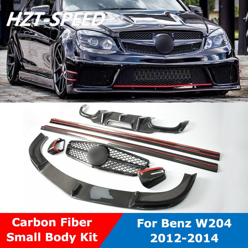 W204 Carbon Fiber Small Car Body Kit Front Rear Bumper Shovel Lip ...