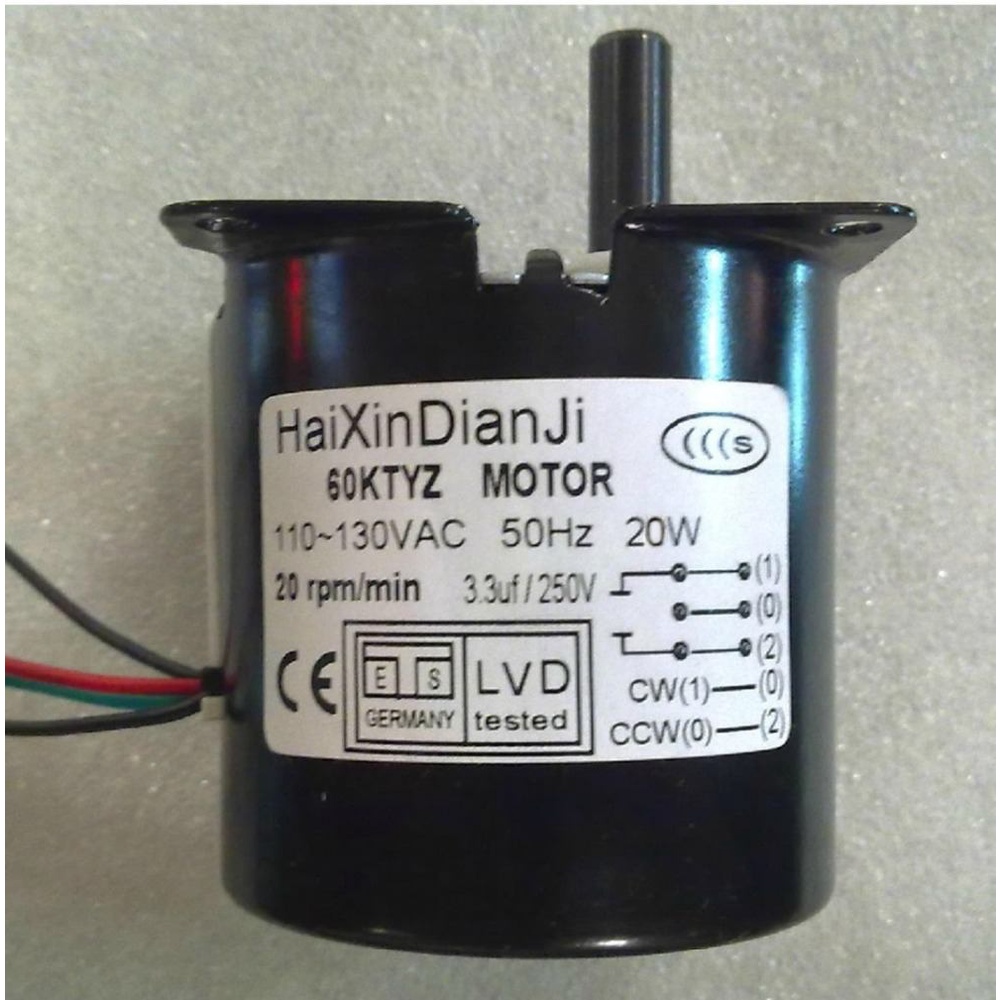 Micro AC 110V gear motor with gearbox ,60KTYZ AC 110V 20W 99rpm ...
