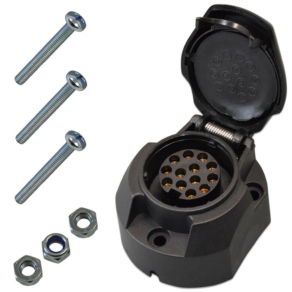 Car Trailer Socket 13-pin OVAL Automatic Switch-off Screws Nuts For ...