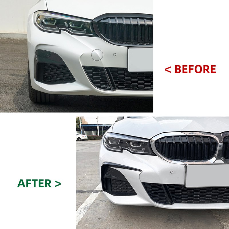 For BMW G20 G21 G28 318i 320i 325i 330i 330d 330e M Sport 2019-2022 Front Canards Bumper Lip Fog ...