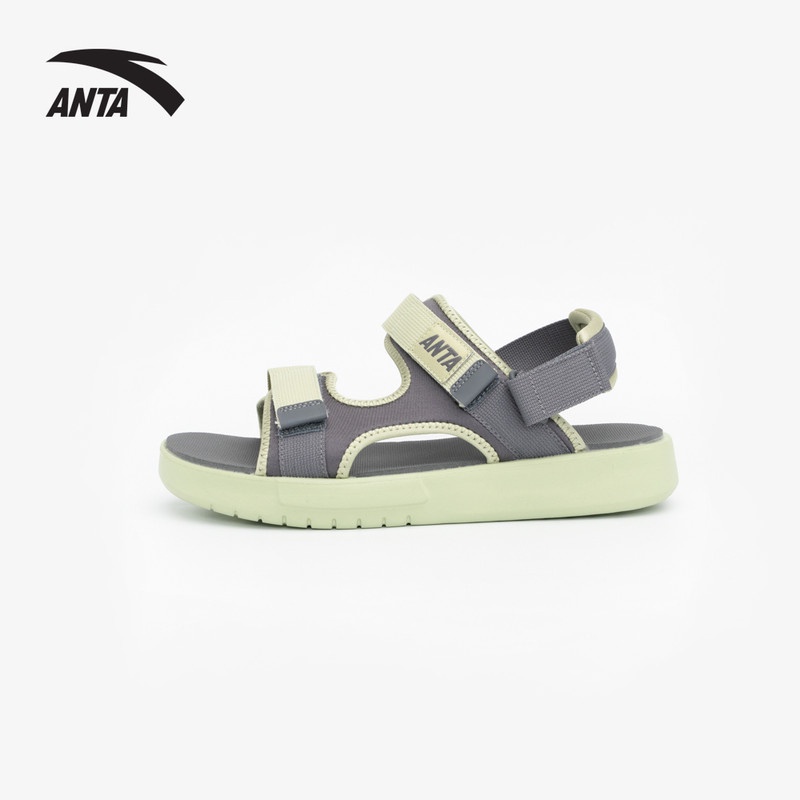 ANTA Men Basic Sandals Sandals Slippers-Steel Grey/Ice Green (Kasut ...