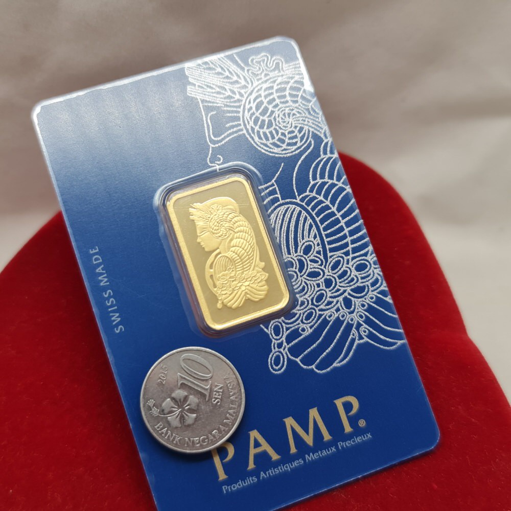 Emas999, Gold Bar 1.55cm+ Pamp Gold Bar Fortuna G10 Gram Pd 28 1858 ...