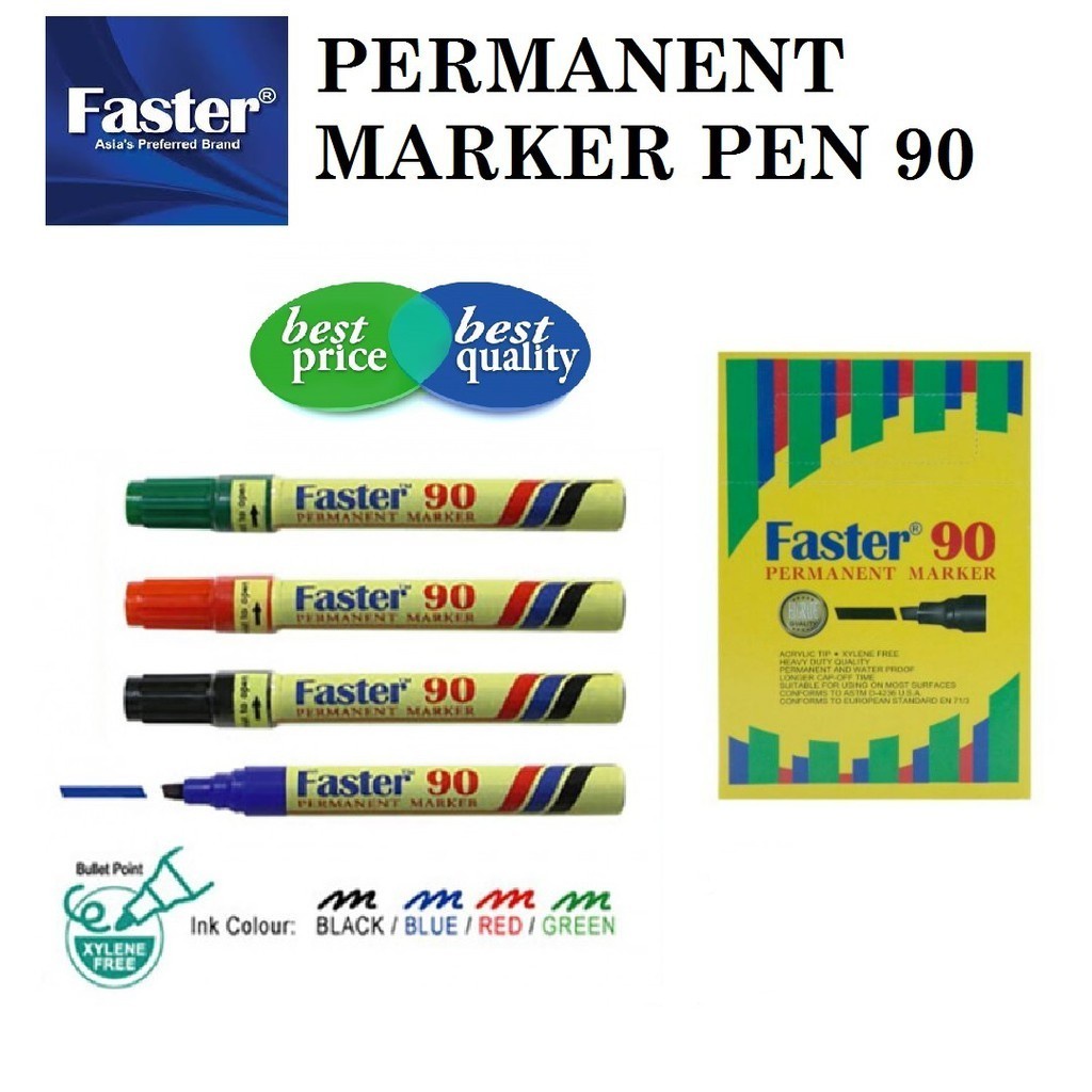 FASTER 90 Permanent Marker Pen (Chisel) | Shopee Malaysia