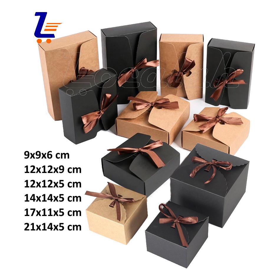 Kraft Paper Ribbon Packaging Box | Folding Gift Box Candy Packaging ...