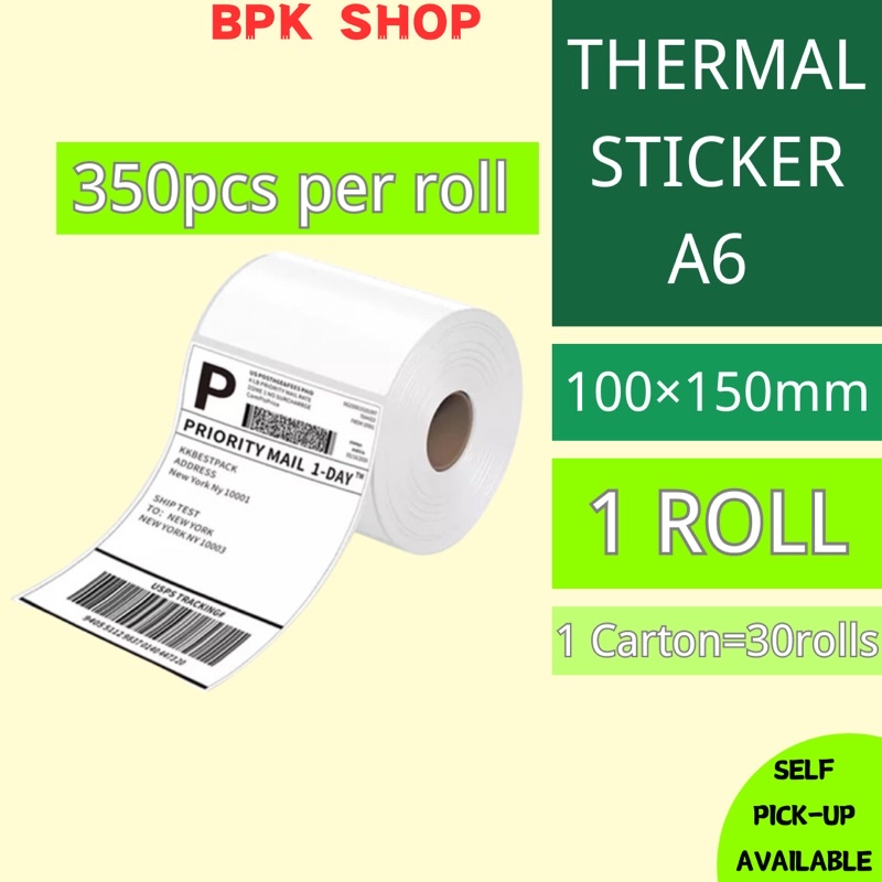 Thermal Sticker A6 100×150mm 350pcs per roll Shipping Courier Airway ...
