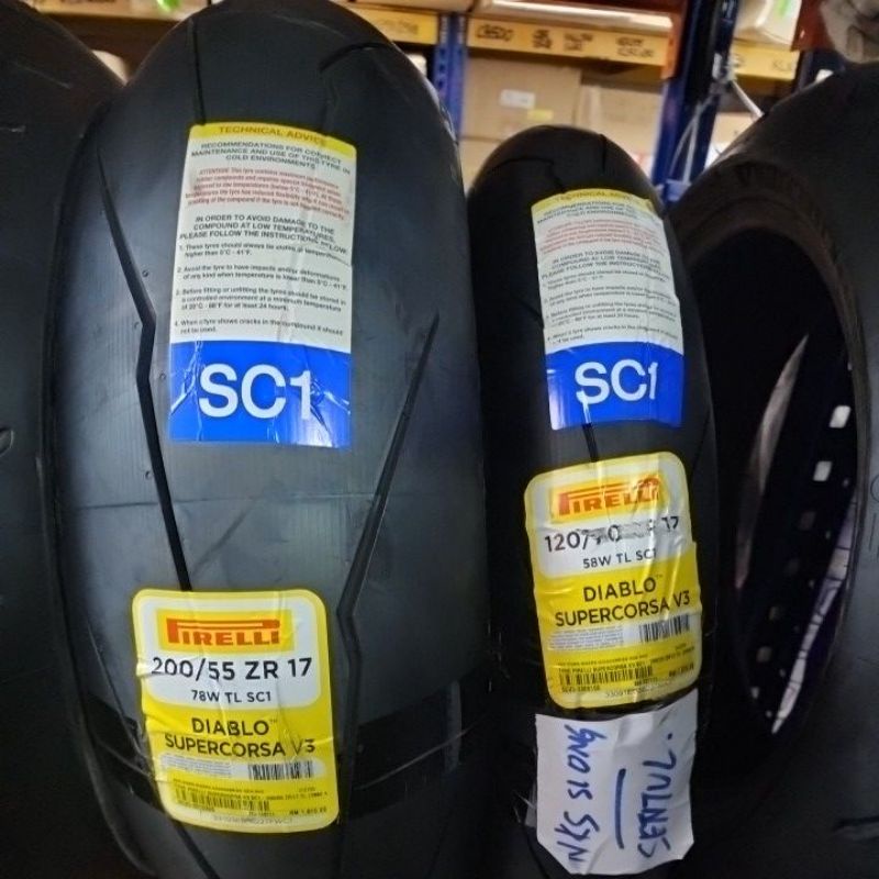 TYRE PIRELLI SUPERCORSA V3 SC1 120/70-17 & 200/55-17 TL (RACING TYRE ...