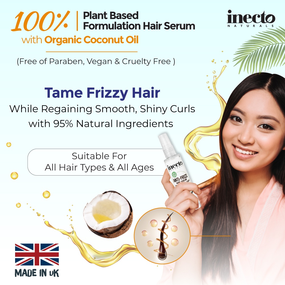 100% Plant Based Inecto Coconut Hair Serum 100ml. Instantly Defines ...