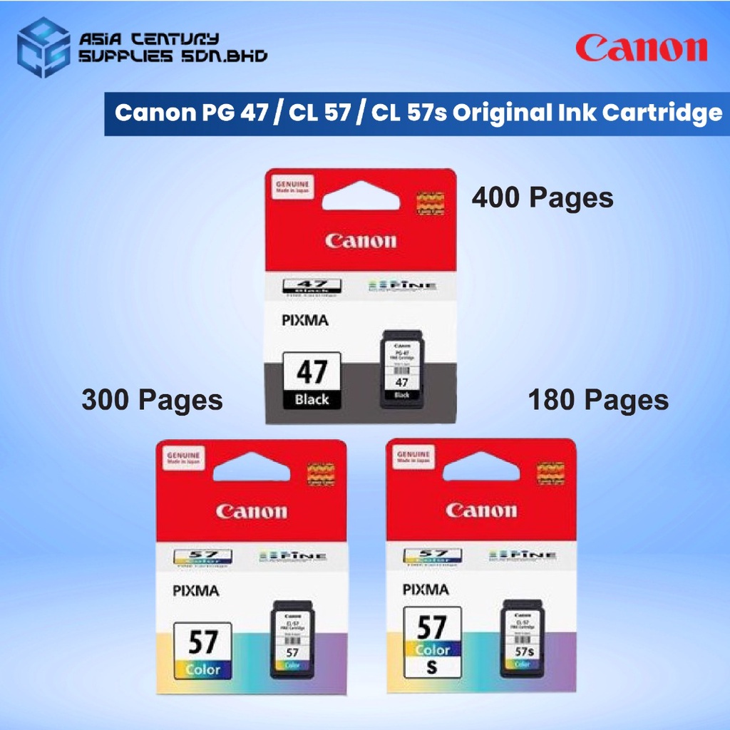 Canon PG-47 (15ML) CL-57 (13ML) CL-57s (8ML) Original Ink Cartridge ...