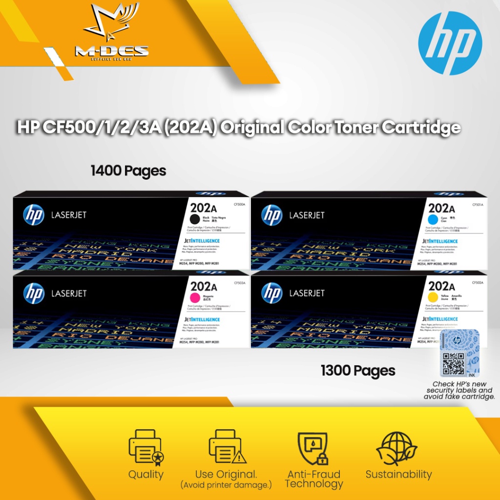 HP CF500A CF501A CF502A CF503A Color Laser Toner Cartridge / M254 MFP ...