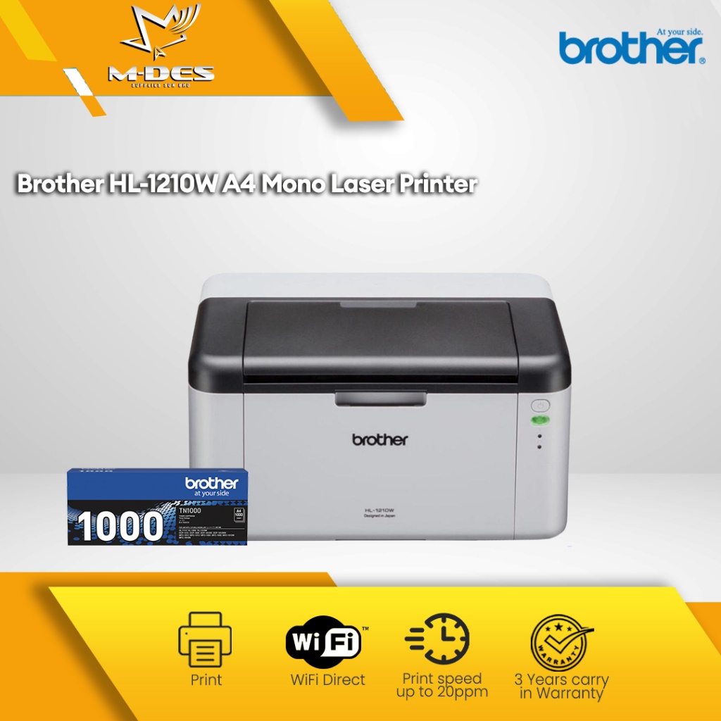 Brother HL-1210w Wireless A4 Monochrome Laserjet Printer / Print & Wifi / HL1210w / Brother TN ...