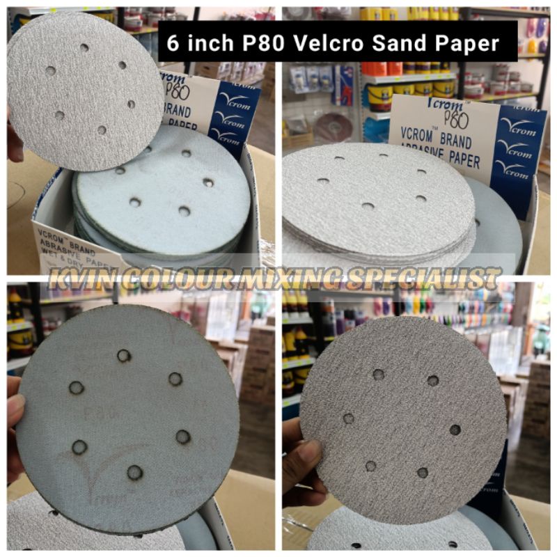 6 Inch Velcro Sand Paper With Holes P80/P150/P240/P320 Abrasive Paper ...