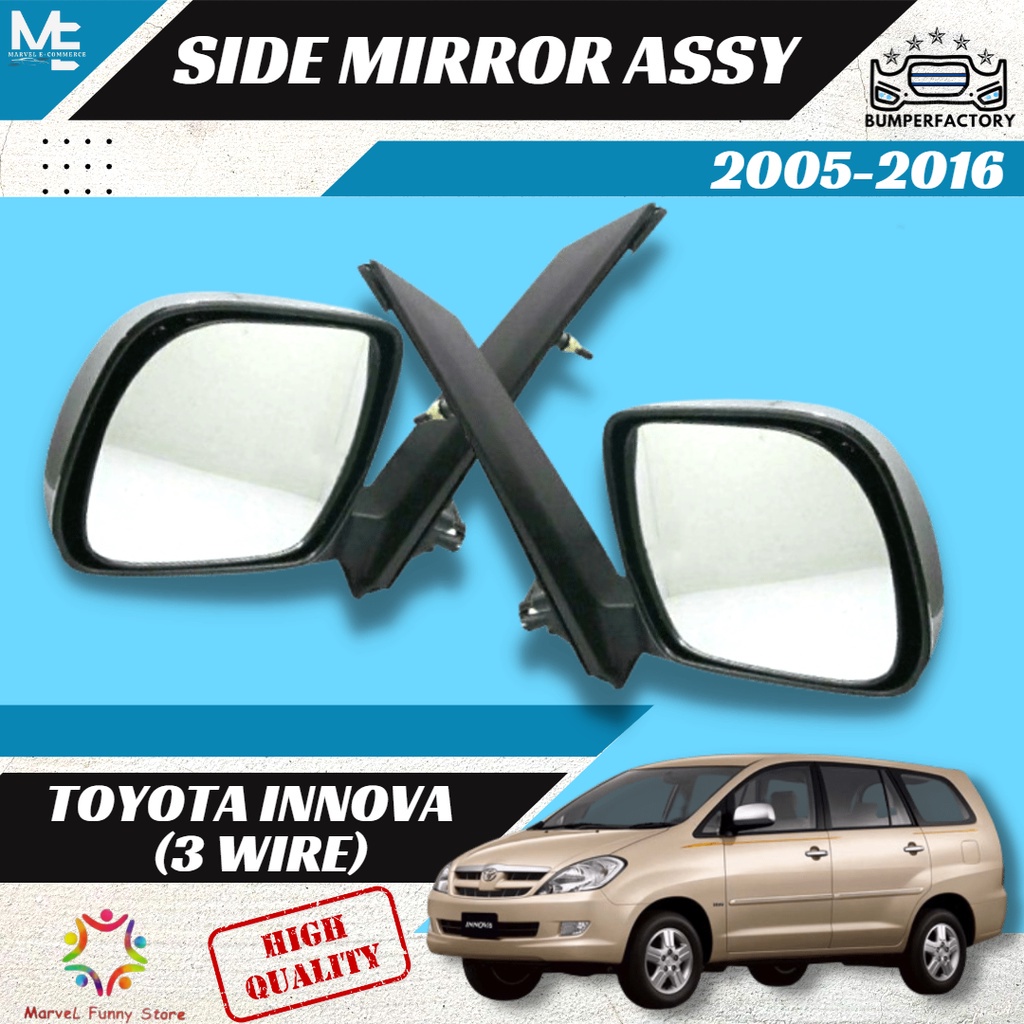 Toyota Innova 2005 Side Mirror Assy Cermin Sisi Tepi 3 Wire Hitam 100% ...