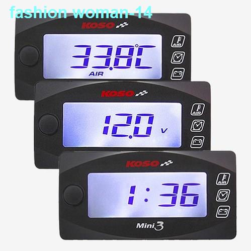 Casual ☾KOSO Universal Motorcycle Multi-Function Mini 3 Digital Air Temperature Thermometer Time ...