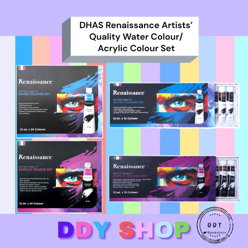 DHAS Renaissance Artists’ Quality Water Colour / Acrylic Colours Set ...
