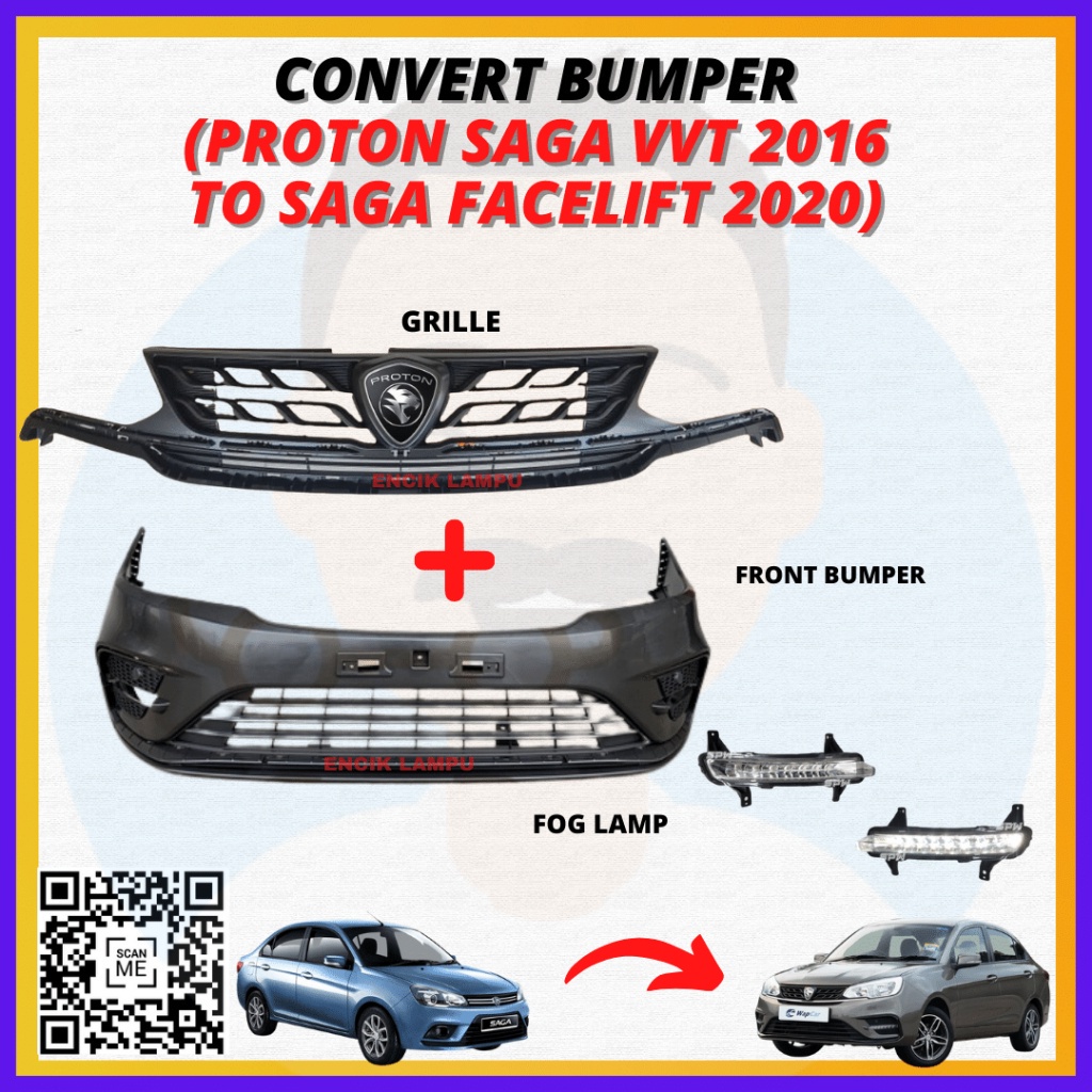 BUMPER SAGA VVT 2016 CONVERT TO SAGA FACELIFT 2020 (FRONT BUMPER 2020 ...