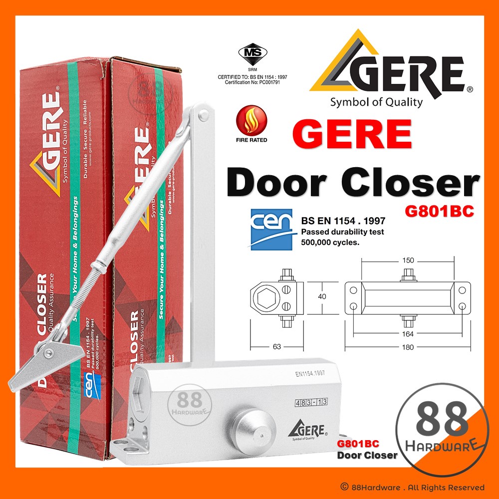 【FIRE RATED】SIRIM GERE G801 DOOR CLOSER / door closer automatic / AUTO DOOR CLOSER / penutup ...