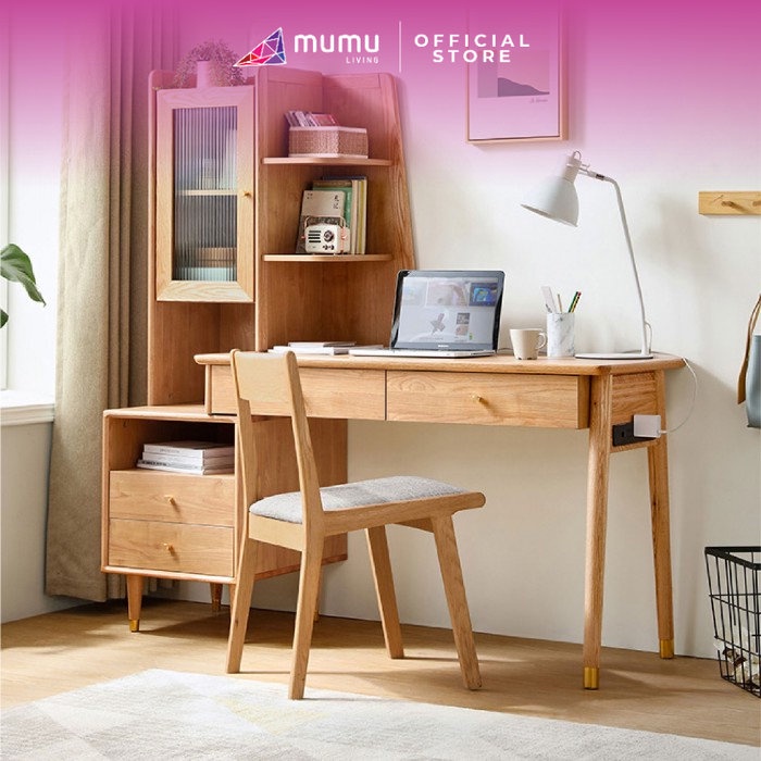 [MUMU Living] Julia Solid Wood Study Table Set | Shopee Malaysia