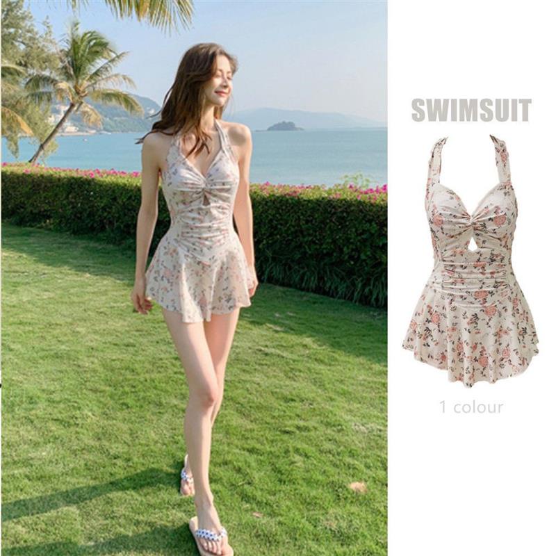 2024 New Korean Style Swimsuit Ladies Floral One Piece Slimmer Sexy