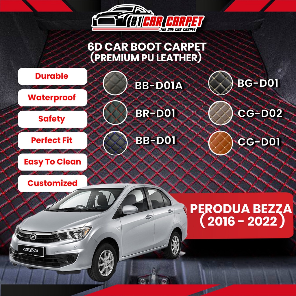 Perodua Bezza ( 2016 - 2023 ) Vip 6D Car Boot Carpet PU Leather Boot ...