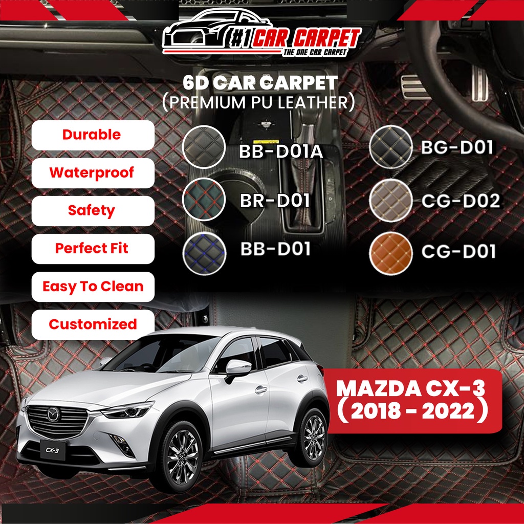 Mazda Cx-3 ( 2018 - 2023 ) Cx3 Vip 6D Car Carpet PU Leather Car Mat Floor Mat Carmat Karpet ...