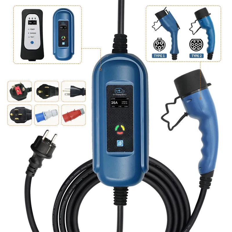16A 32A Mode Level 2 AC Ev Charger 7KW 11KW EVSE Portable Ev Charger ...