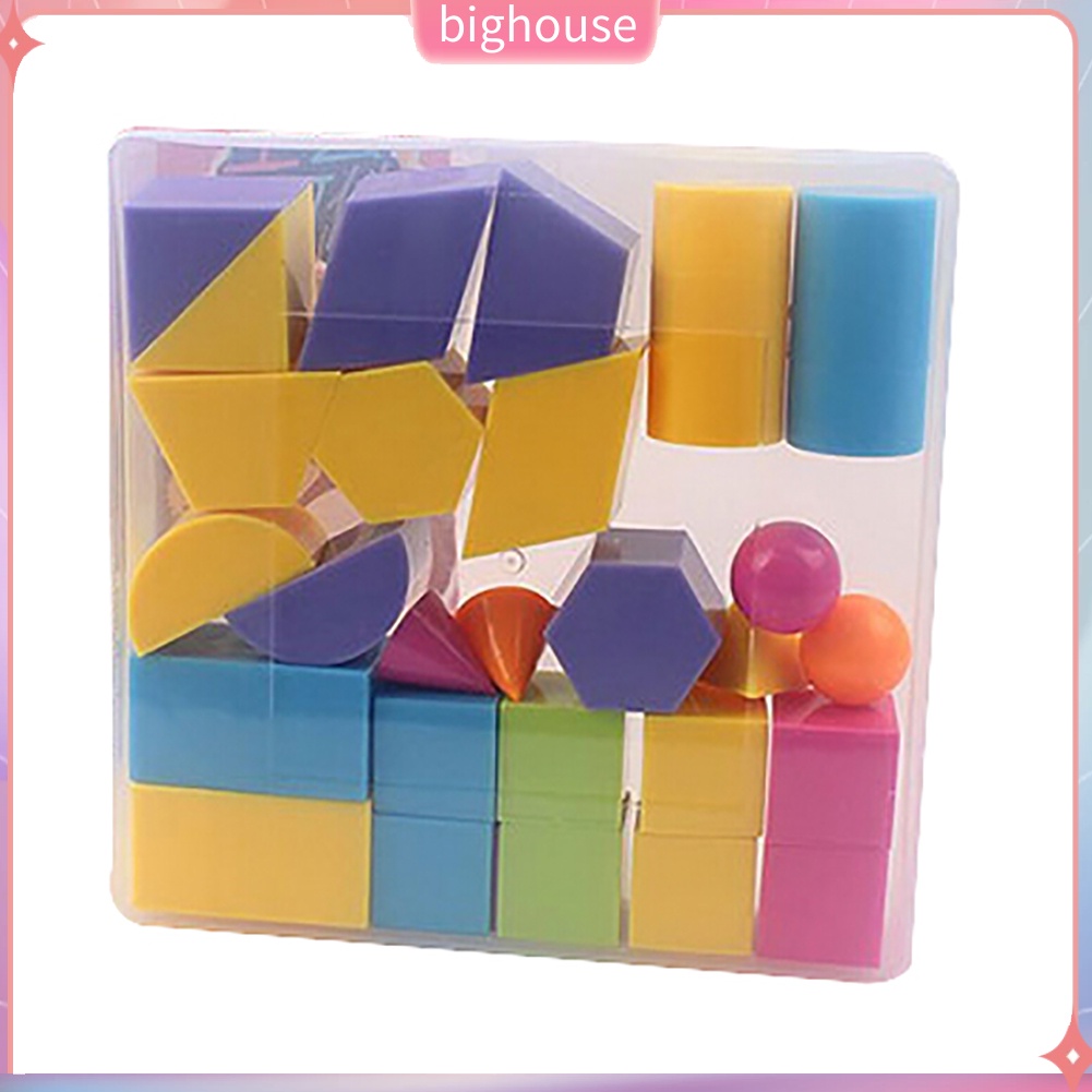 (BH) 24Pcs 3D Geometric Solid Colorful Shape Visual Aids Math Education ...