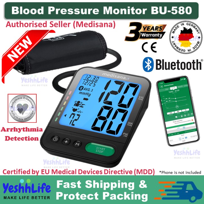 Medisana Upper Arm Blood Pressure BU 580 Connect, Bluetooth, Apps ...