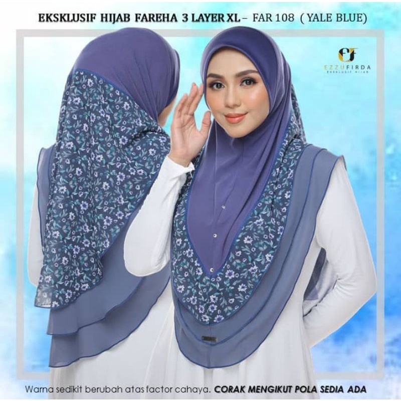 EKSKLUSIF HIJAB EZZUFIRDA , TUDUNG FAREHA 3 LAYER SAIZ XL | Shopee Malaysia