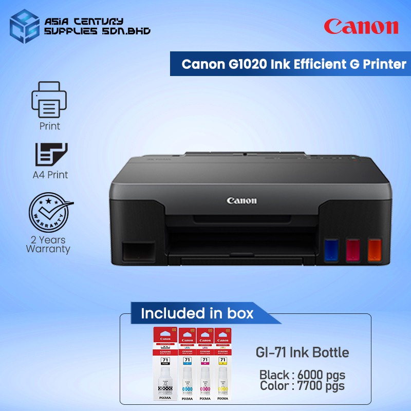 Canon Pixma G1020 Single Function Inkjet Printer / Refillable Canon GI ...