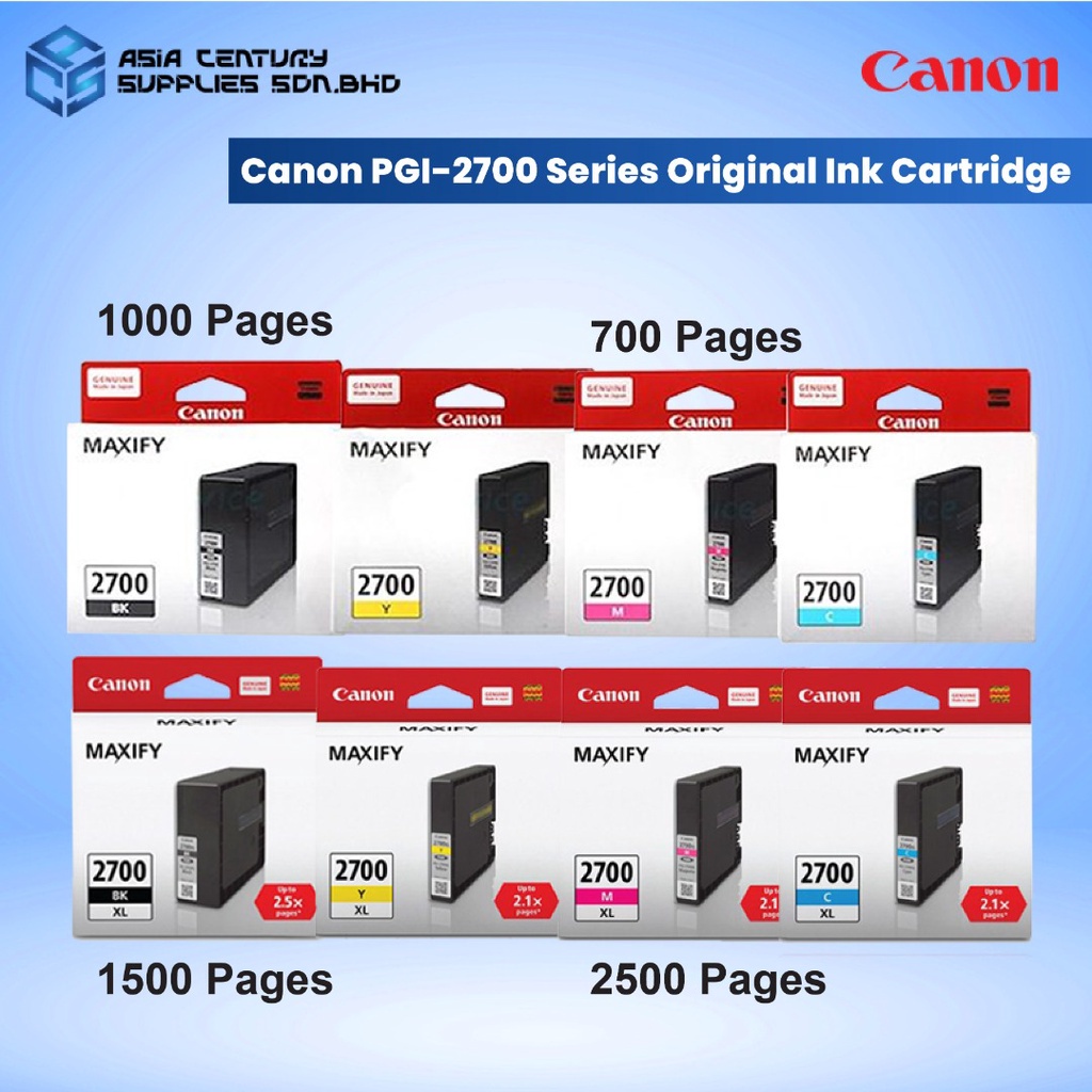 Canon PGI-2700 & PGI-2700 XL Color Ink Cartridge / Maxify Series ...