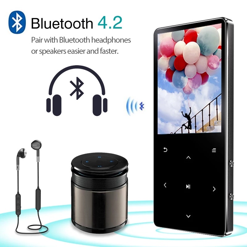 MP3 MP4 Player With Bluetooth Speaker Touch key Built-in 32GB HiFi ...