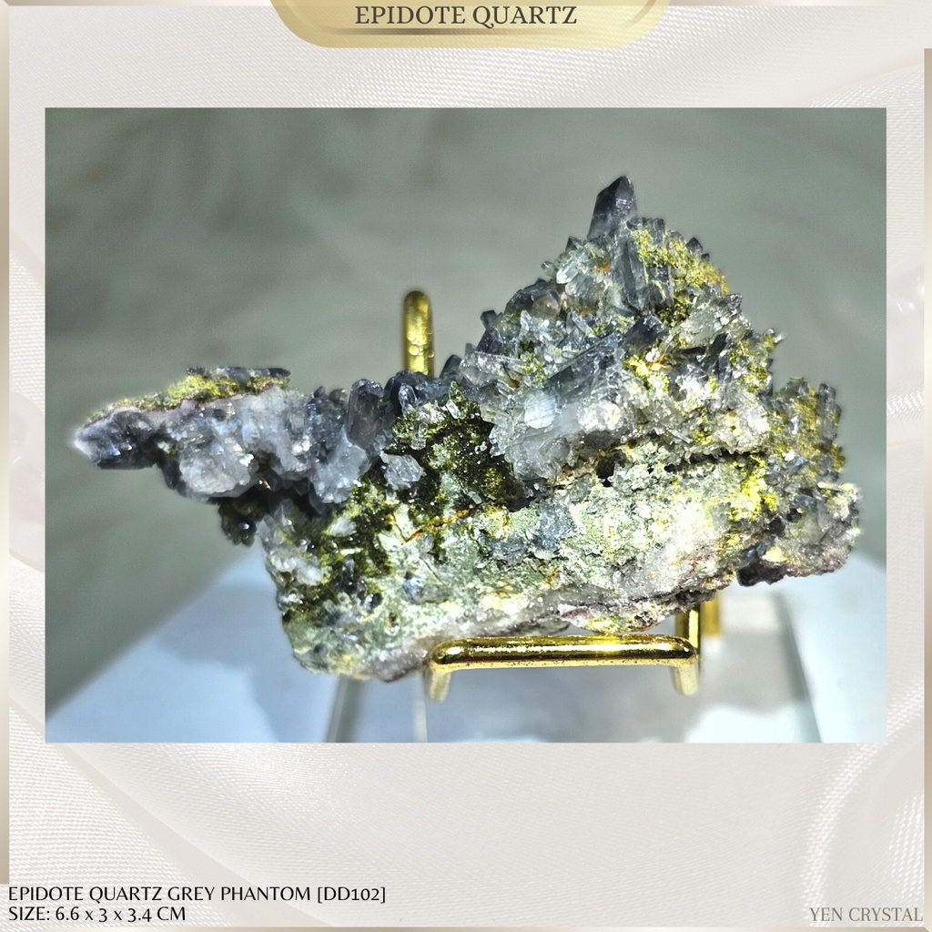 EPIDOTE WITH GREY PHANTOM QUARTZ *HIGH QUALITY GRADE*[DD102] Brazil ...