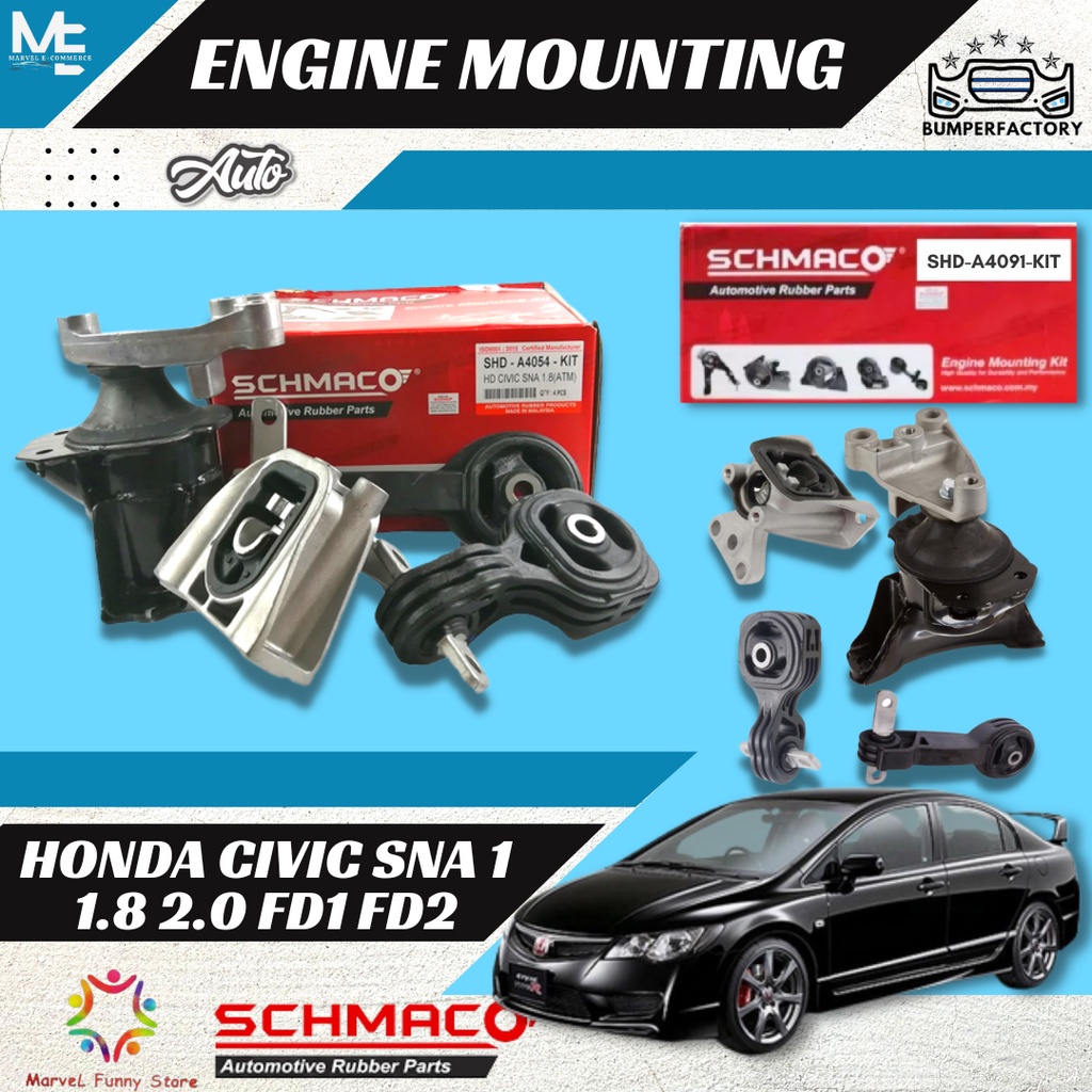 Honda Civic Sna 1.8 2.0 Fd1 Fd2 (Auto) Schmaco Engine Mounting Kit Set ...