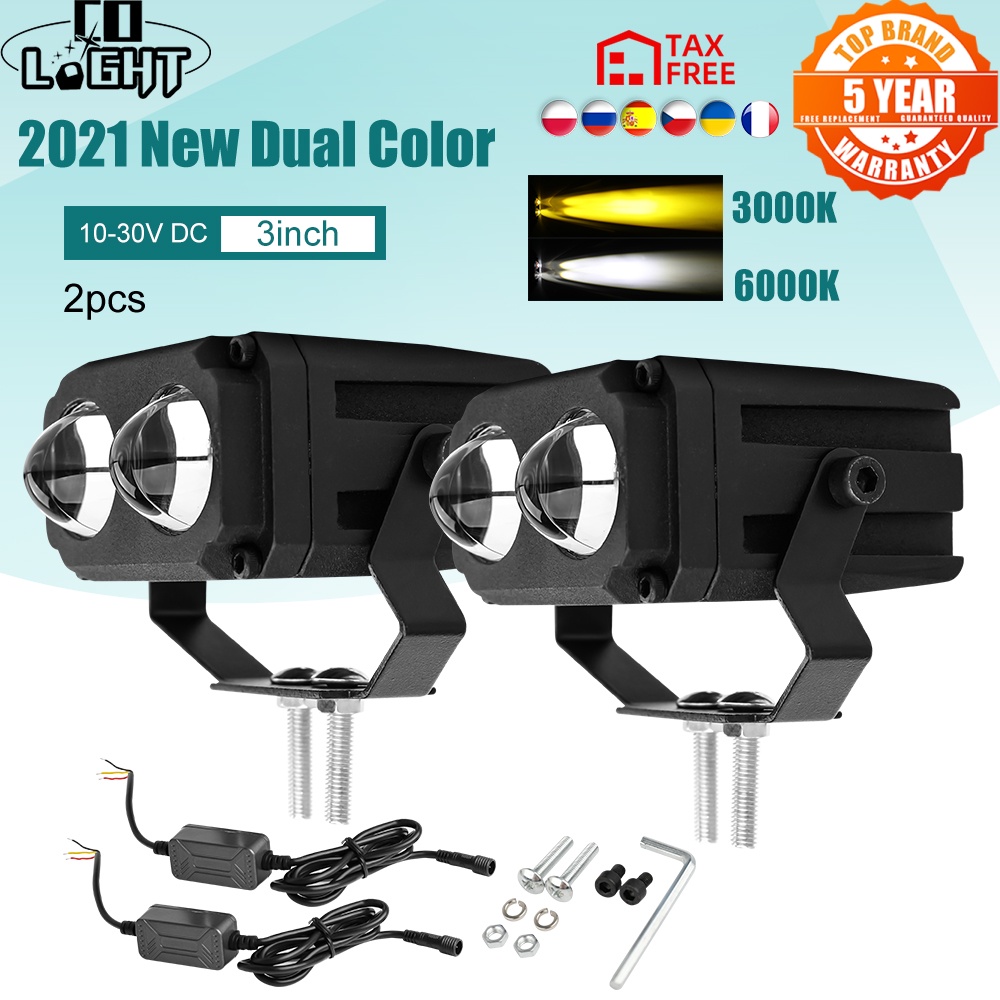 CO LIGHT 3'' 100W Led Light Bar Dual Color 12D White Amber Led Work ...