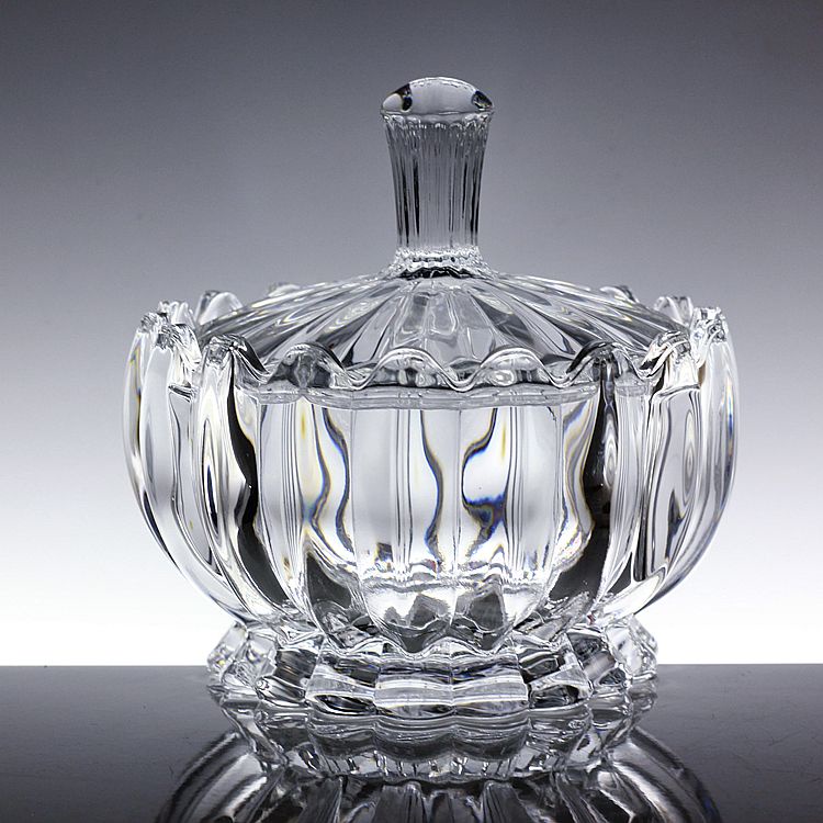 Asbak dengan penutup balang gula-gula kaca kristal balang kaca retro ...