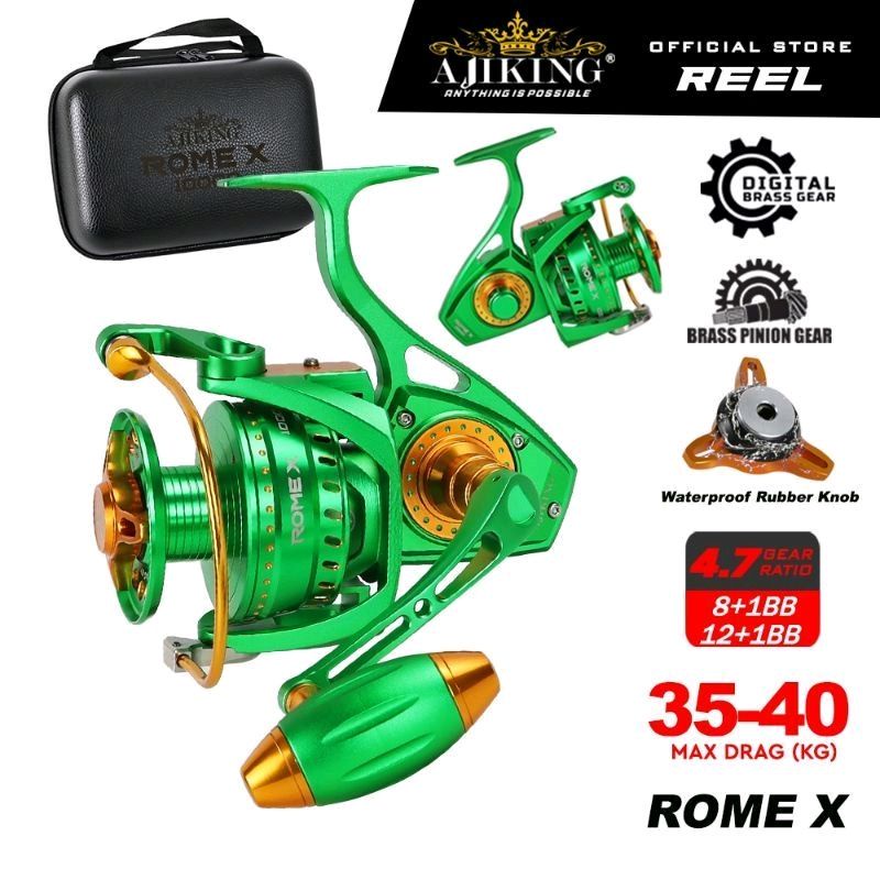 (MAA) (35-40KG MAX DRAG) MESIN PANCING SPINNING AJIKING ROME X FISHING REEL WITH HEAVY DUTY ...
