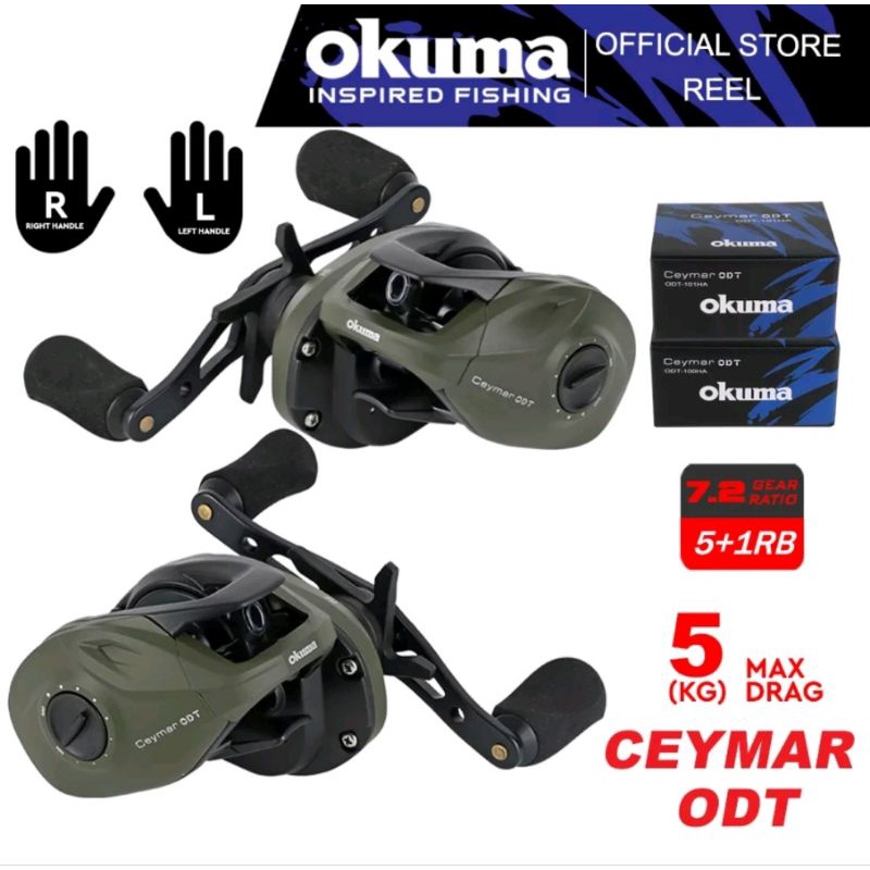 MAA (5KG MAX DRAG) MESIN PANCING BAITCASTING OKUMA CEYMAR ODT LEFT RIGHT FISHING REEL WITH HIGH ...