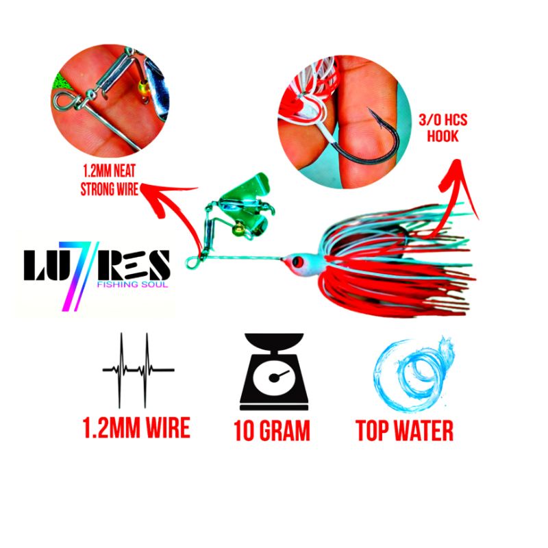 SEVENLURES mINI BB CLACKER 10 gram BUZZ BAIT HARUAN Toman spinnerbait ...