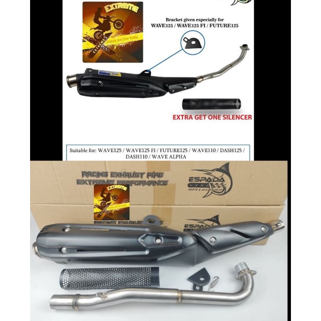 ESPADA RACING EXHAUST PIPE E4 WAVE 125-FI/ WAVE 125/ WAVE 110/ FUTURE 125/ DASH 125/ DASH 110 ...