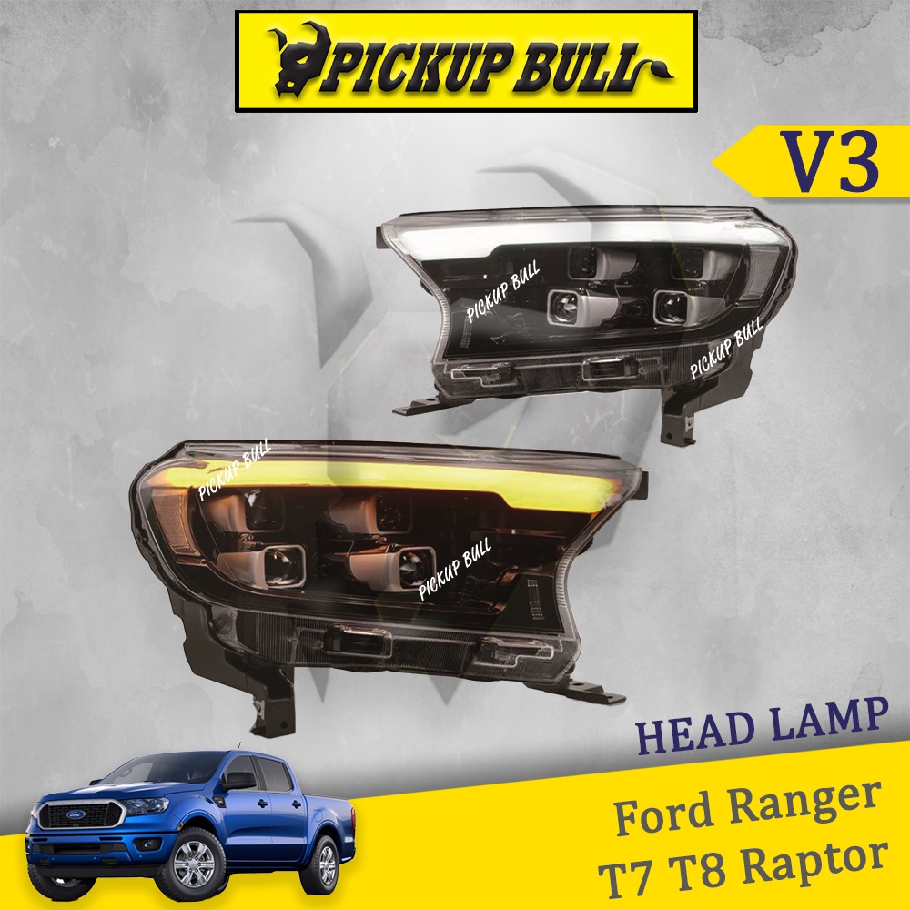 Ford Ranger T7 T8 Raptor head lamp 4 LED bugatti design / ranger led ...