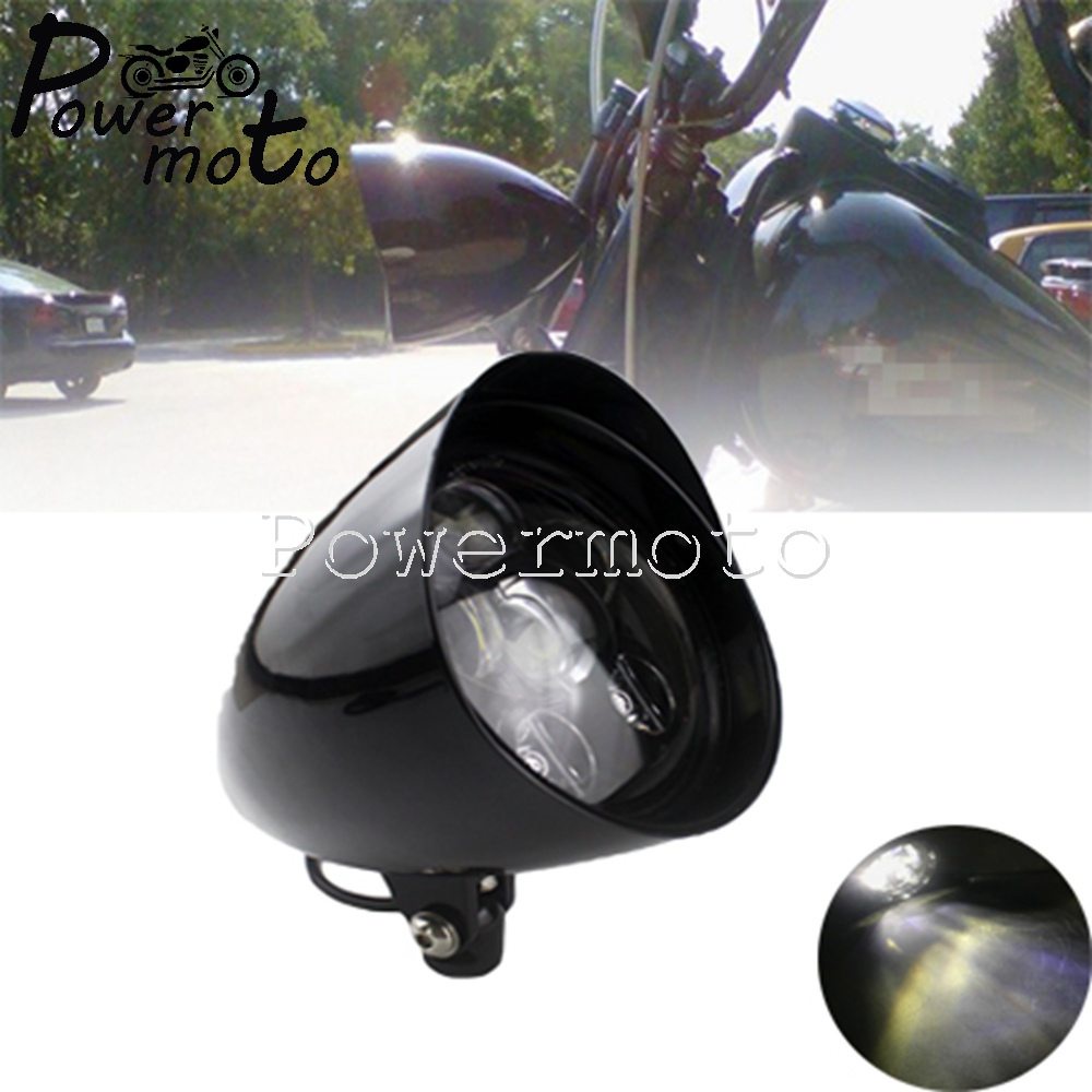 Retro LED Light Motorcycle Headlight Driving Light White Head Lamp ...