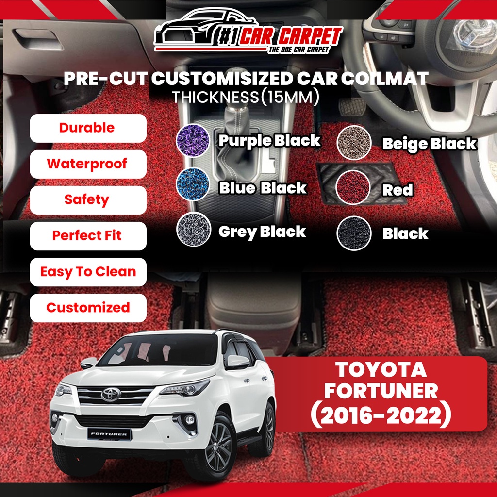 Toyota Fortuner ( 2016 - 2023 ) Premium Coil Mat Side Leather Wrap ...