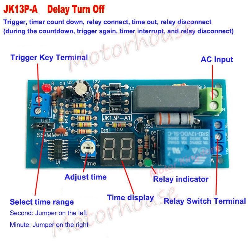 Digital LED Display AC 220V 230V Trigger Countdown Time Relay Switch ...