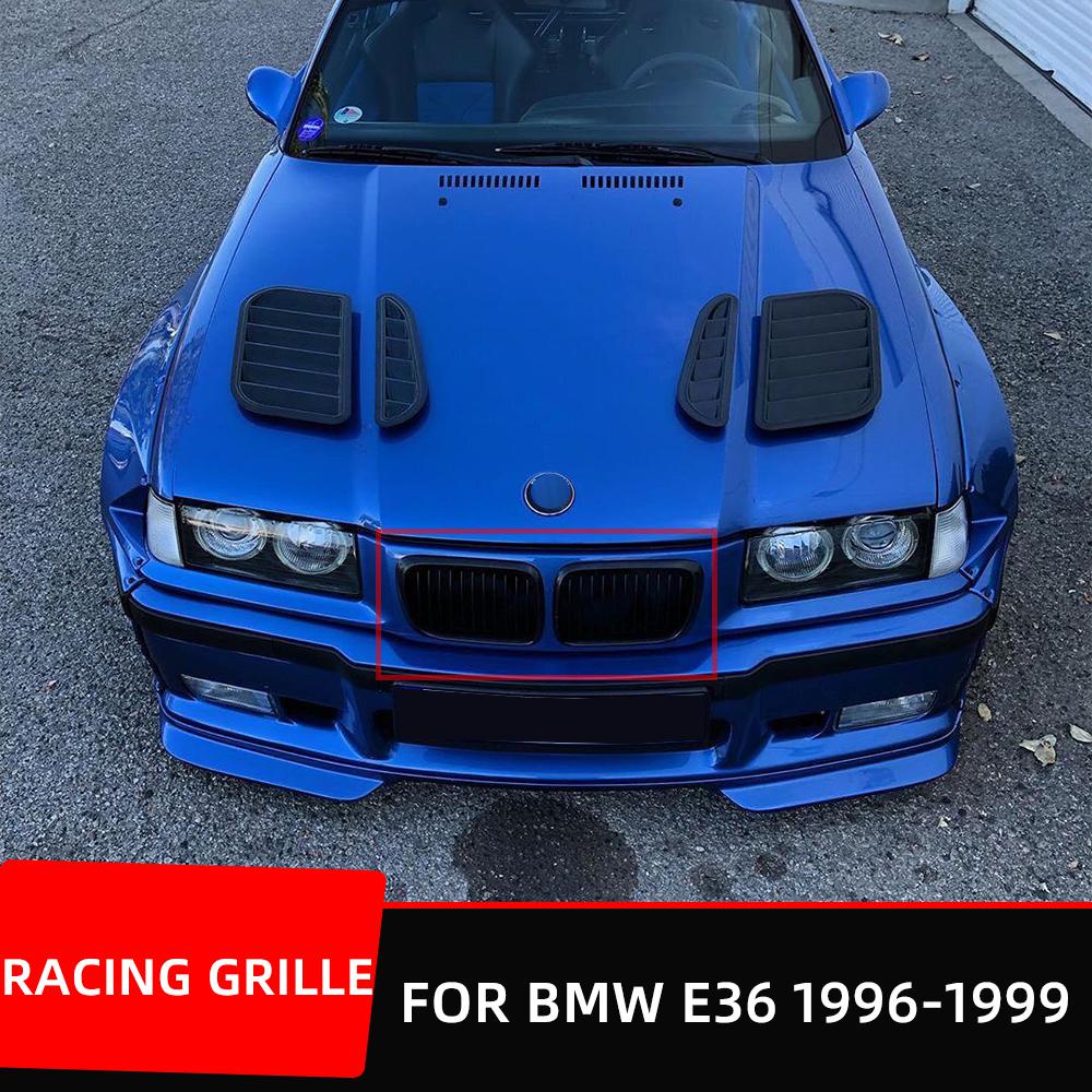 Glossy Black E36 Grille ABS Plastic Front Replacement Hood Kidney Grill ...