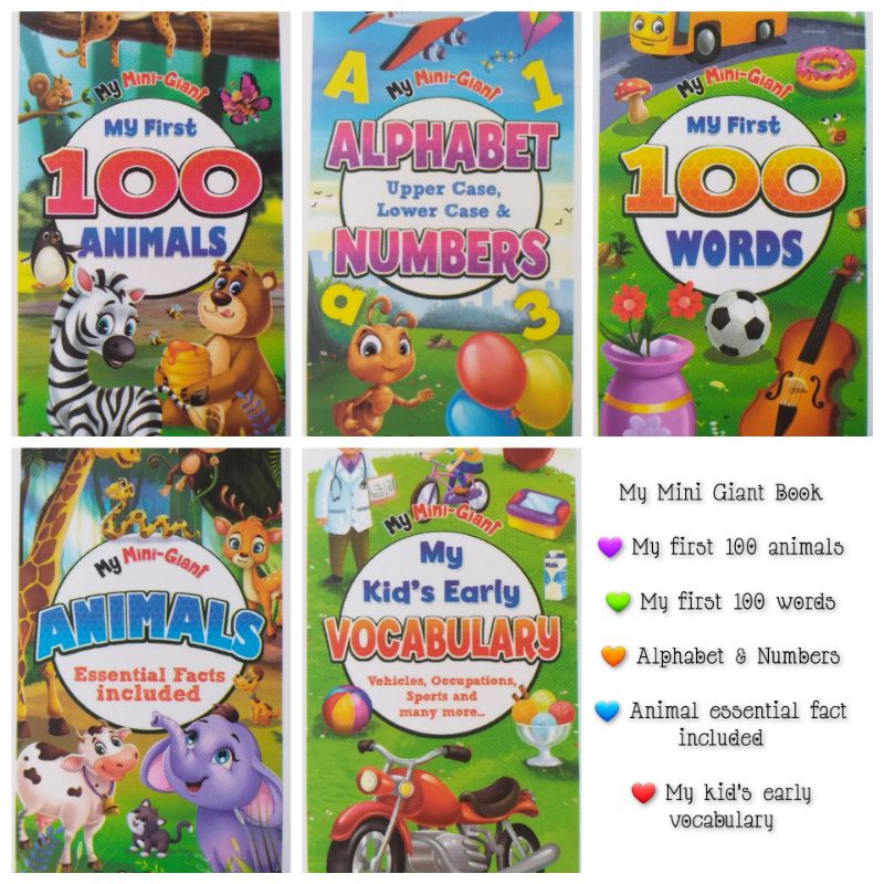 My mini giant book 100 animal, 100 words, animal essential, alphabet ...