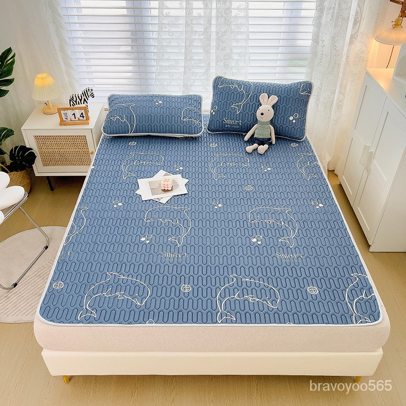 3 Piece Cooling Mat Summer Bedding Set Queen/King Size Latex Silk Sheet ...