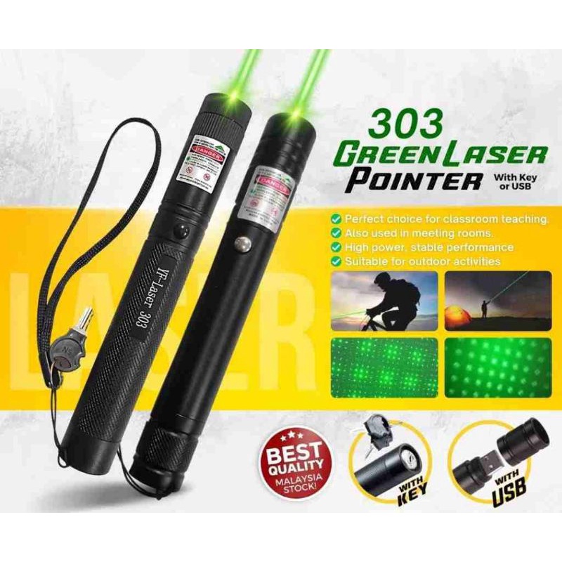 303 Green Laser Pointer Presentation High Power With Key USB ...