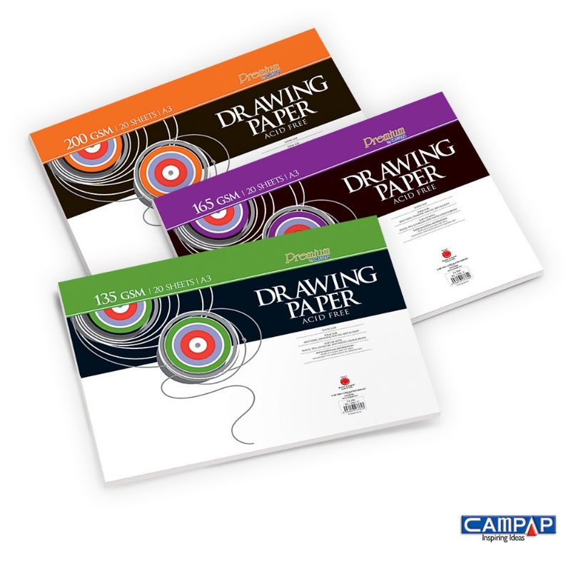 CAMPAP 165gsm / 200gsm A3 Drawing Paper / Kertas Lukisan Pack 20's ...