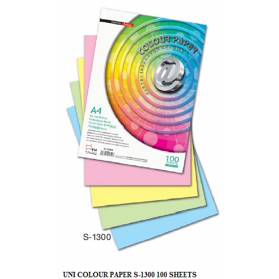UNI A4 COLOUR PAPER 80GSM (5 color pastel ) (100'S/PACK) | Shopee Malaysia